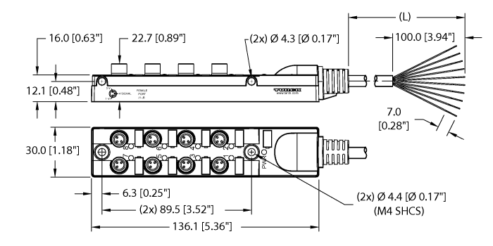 Passive Actuator/Sensor Junction Box, 8 Ports - M8, 3 pole I/O port ...