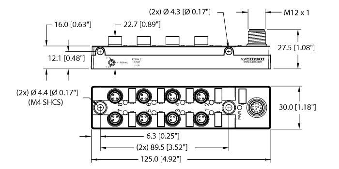 Passive Actuator/Sensor Junction Box, 8 Ports - M8, 3 pole I/O port ...