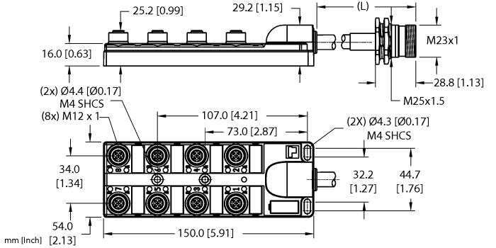 8-port Junction Box with M23 multifast with cable Home Run - 8-port ...