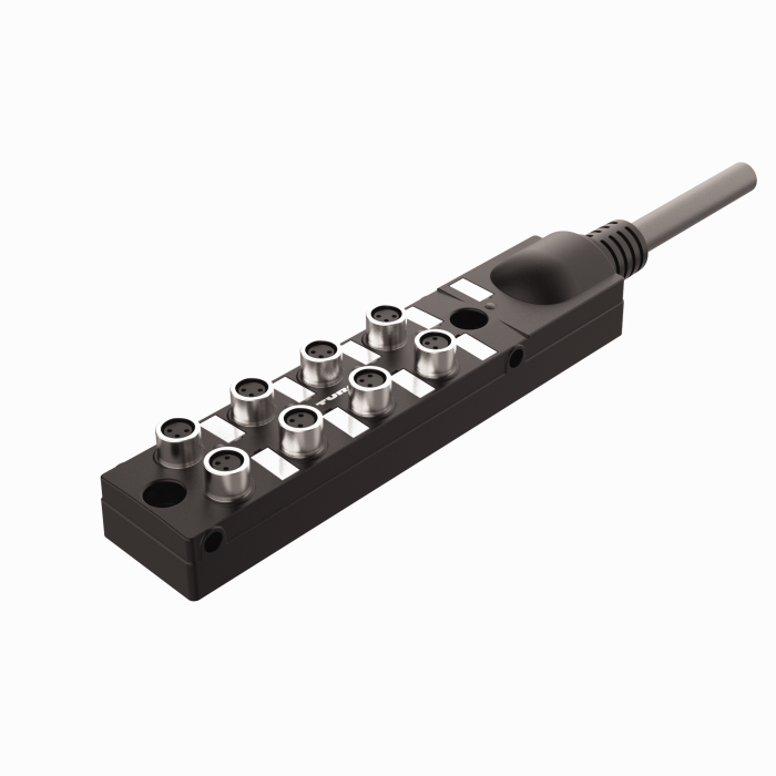 Passive Actuator/Sensor Junction Box, 8 Ports - M8, 3 pole I/O port ...