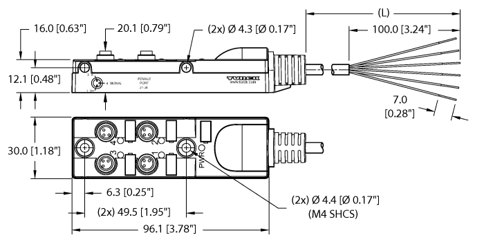Passive Actuator/Sensor Junction Box, 4 Ports - Ø 8 mm, I/O Slot with ...