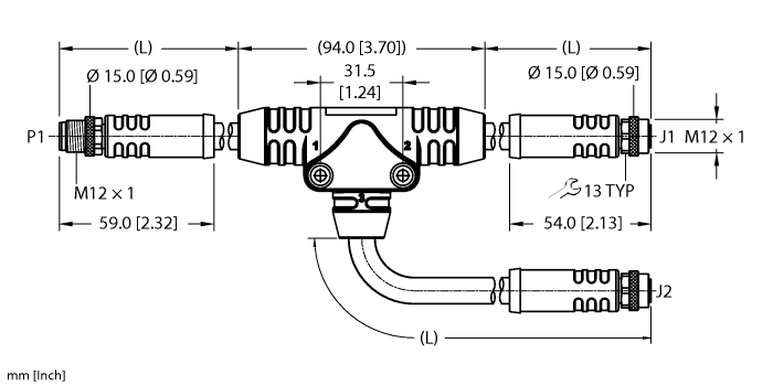 M12 Power Junction System - Tee