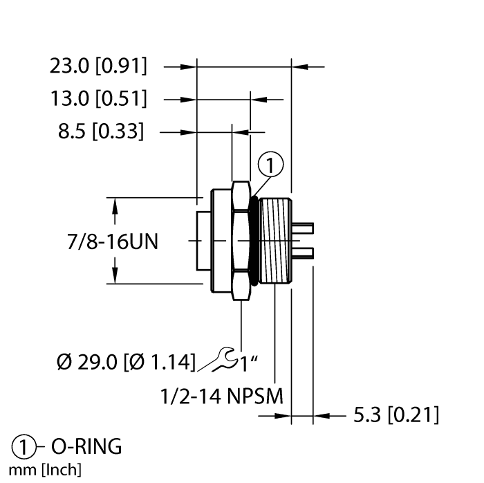 Actuator and Sensor Receptacle - Front Mount