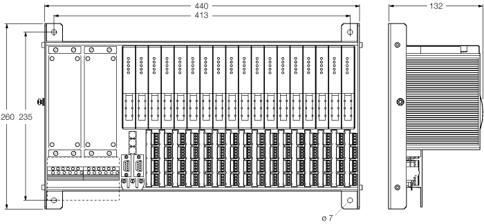 excom I/O System - Module rack, zone 1, for 16 modules