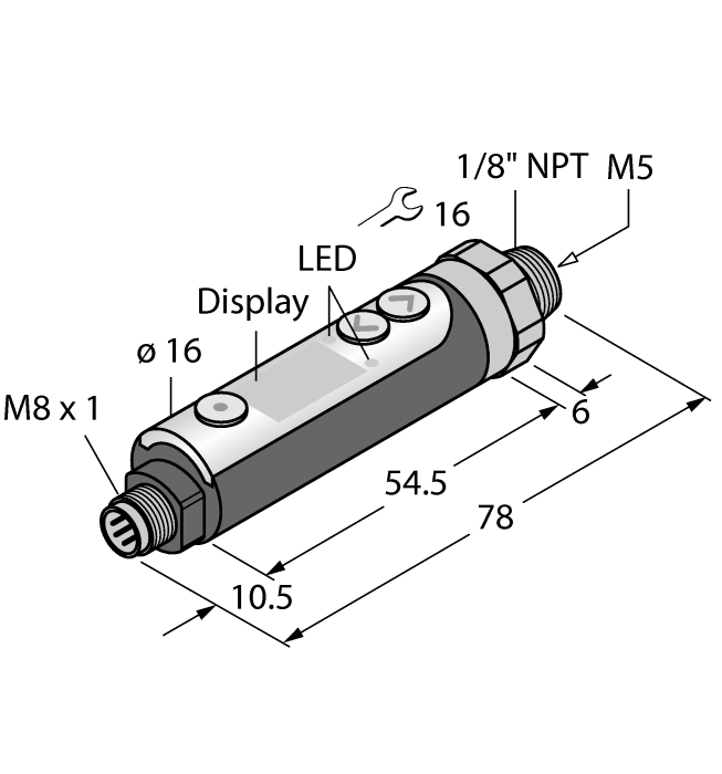 Pressure Sensor - IO-Link with 2 PNP Transistor Switching Outputs