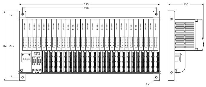 excom I/O System - Module Rack for 24 Modules, Zone 2