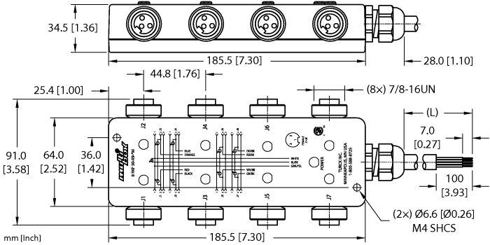 Passive Actuator/Sensor Junction Box, 8 Ports - 7/8” minifast I/O Ports