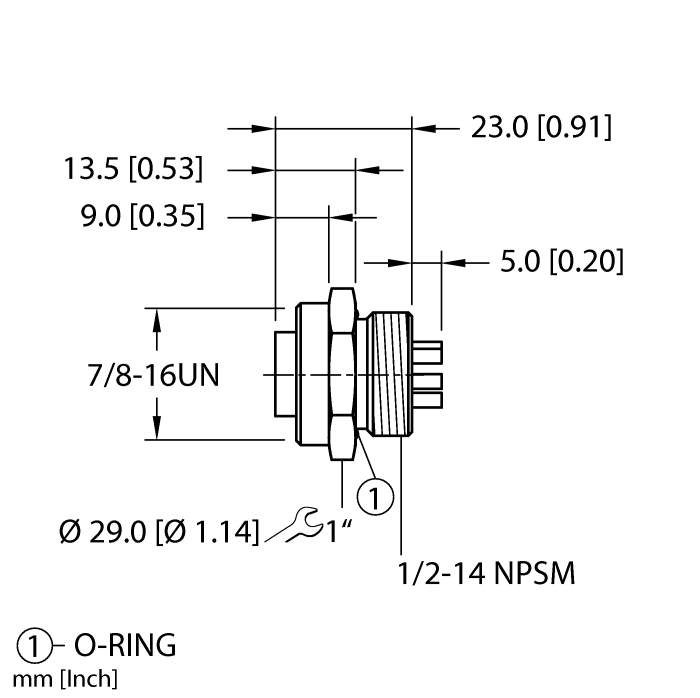 DeviceNet, 7/8″ Female Receptacle - Front Mount