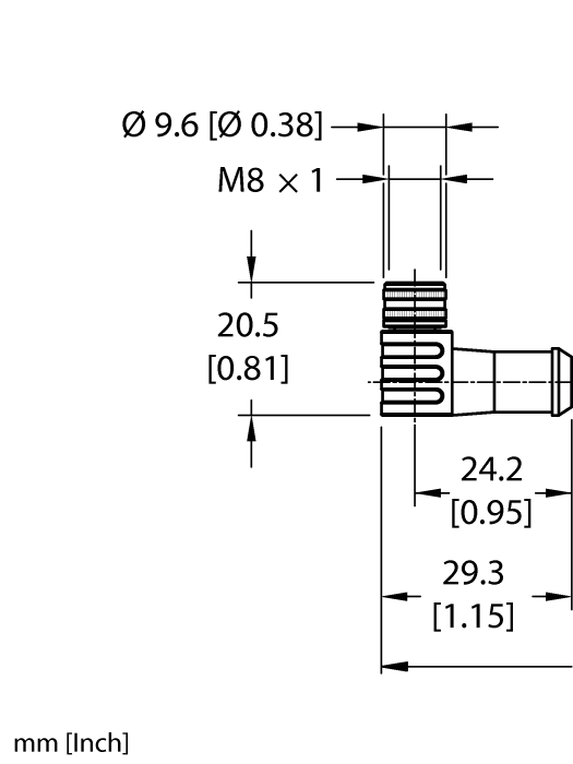 Single-ended Cordset - Right angle Female Connector