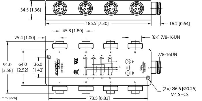 Passive Actuator/Sensor Junction Box, 8 Ports - 7/8” minifast I/O Ports